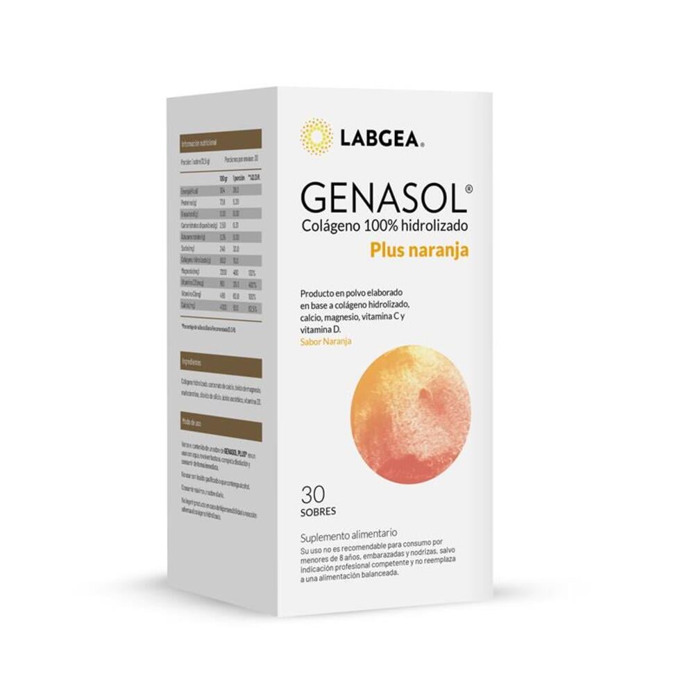 Genasol Plus Naranja Colágeno Hidrolizado 30 Sobres 10gr - FarmaCompara