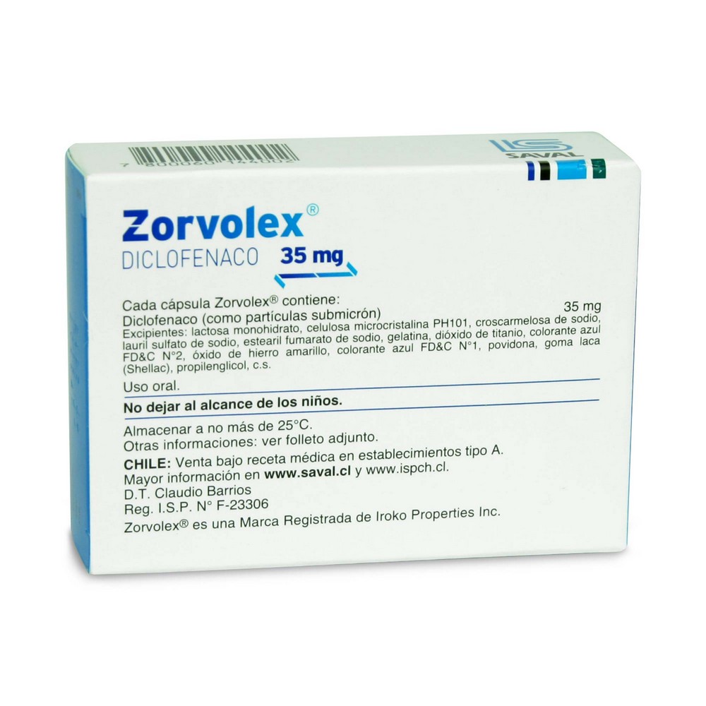 Zorvolex Diclofenaco 35 mg 20 Cápsulas | Cruz Verde