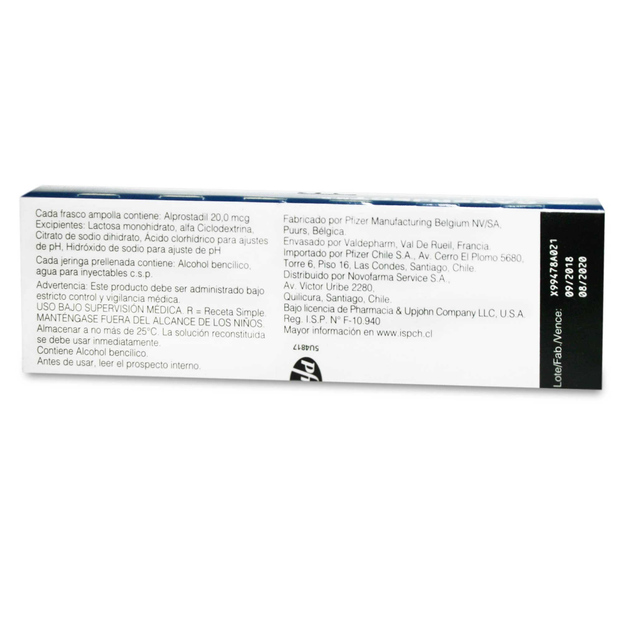 Caverject Alprostadil 20 mcg Polvo Para Solución Inyectable 1 Frasco ...