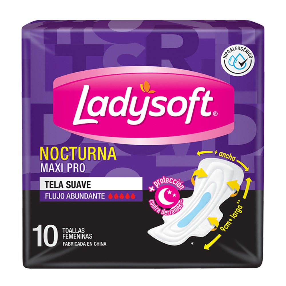 Toalla Femenina Normal Nocturna Ladysoft Maxi Pro 10 un | Cruz Verde