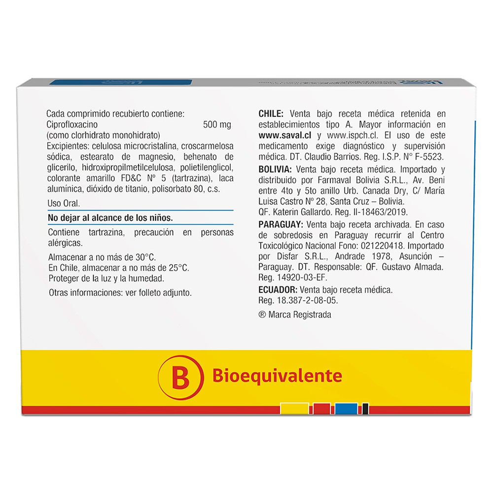 Ciproval Ciprofloxacino 500 mg 20 Comprimidos | Farmacias Cruz Verde