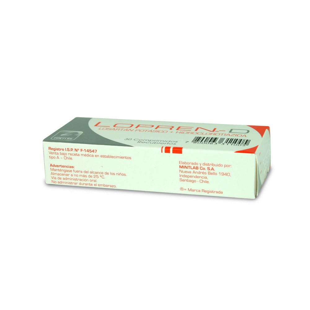 Lopren-D Losartan 50 mg 30 Comprimidos | Cruz Verde