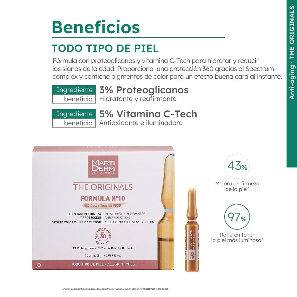 Formula Nº10 Hd Color Touch Spf 30 10 Ampollas | Cruz Verde