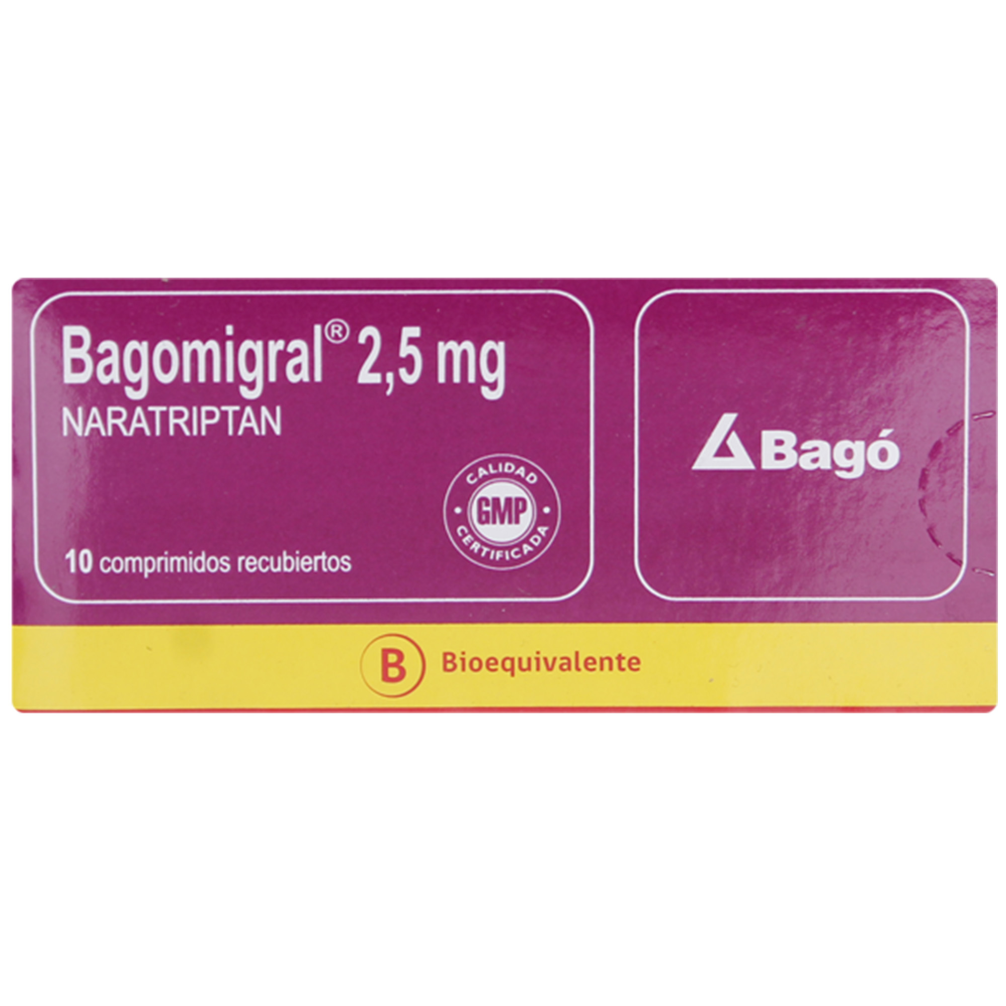 Bagomigral Naratriptan 2,5 mg 10 Comprimido Recubiertos | Cruz Verde