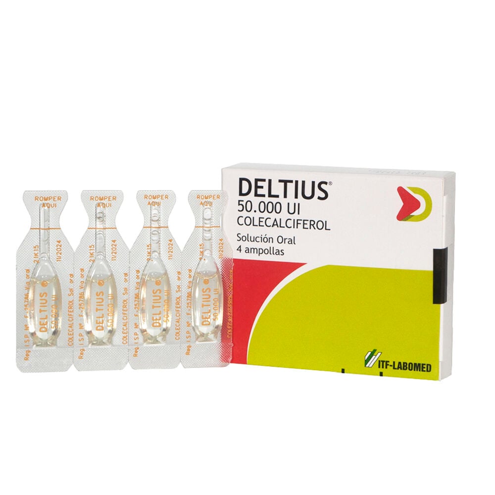 Deltius Vitamina D3 50.000UI Solución Oral 4 Ampollas | Cruz Verde
