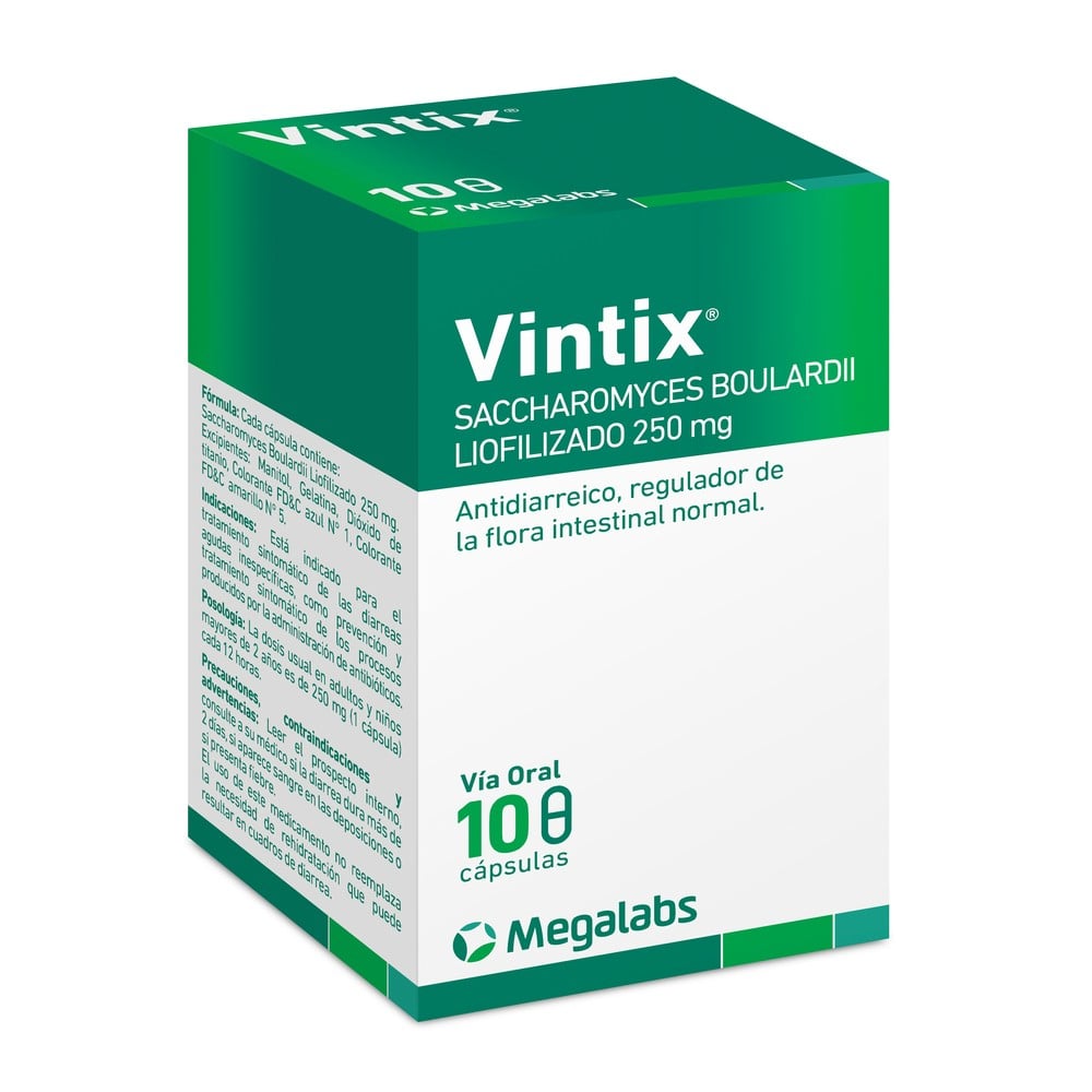 Vintix Saccharomyces Boulardii 250 mg 10 Cápsulas - FarmaCompara