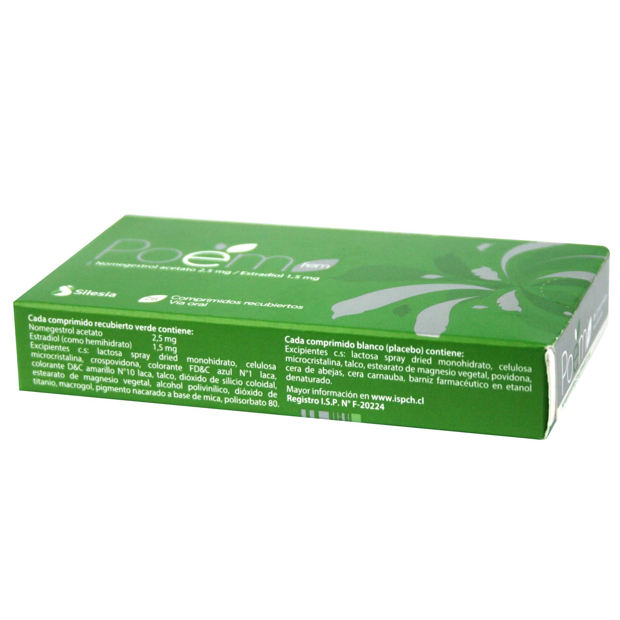 POEM Fem Nomegestrol 25 mg + Estradiol 1.5 mg | Cruz Verde