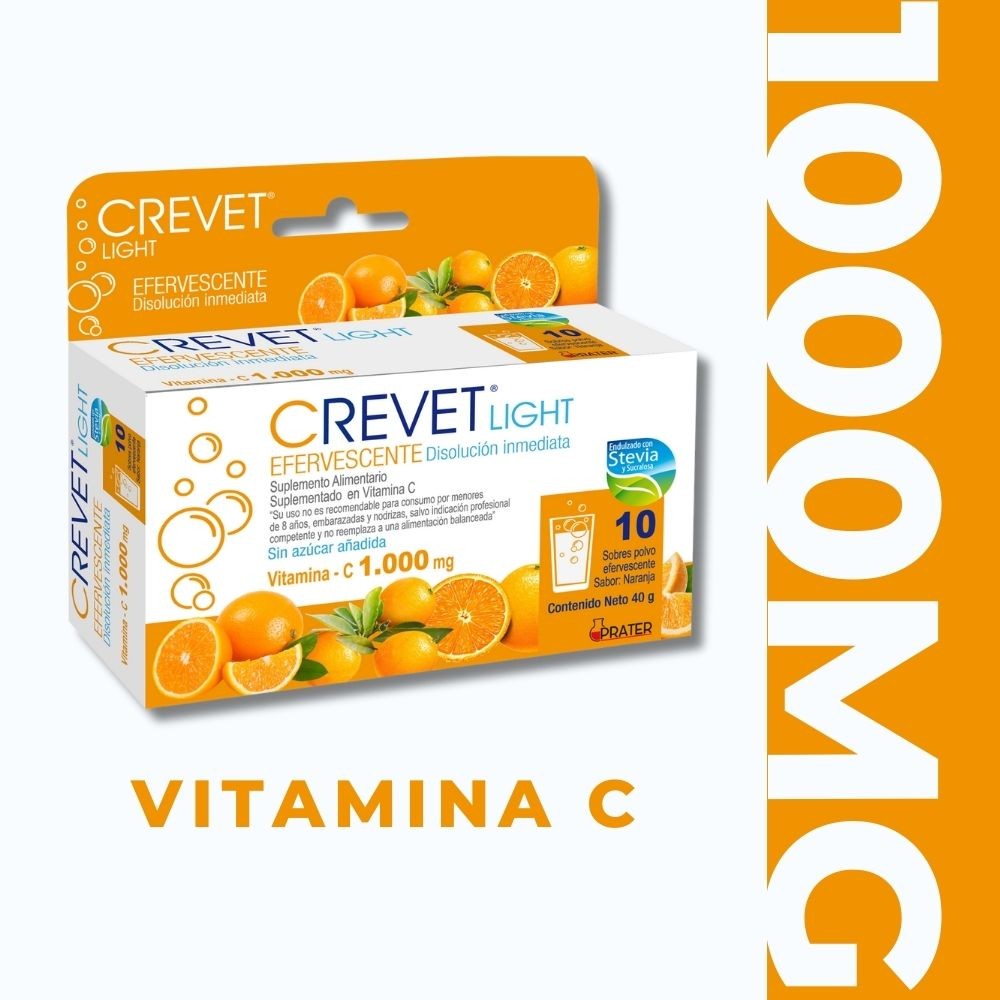 Crevet Light Efervecente Naranja Acido Ascorbico 1000 mg 10 Polvo ...