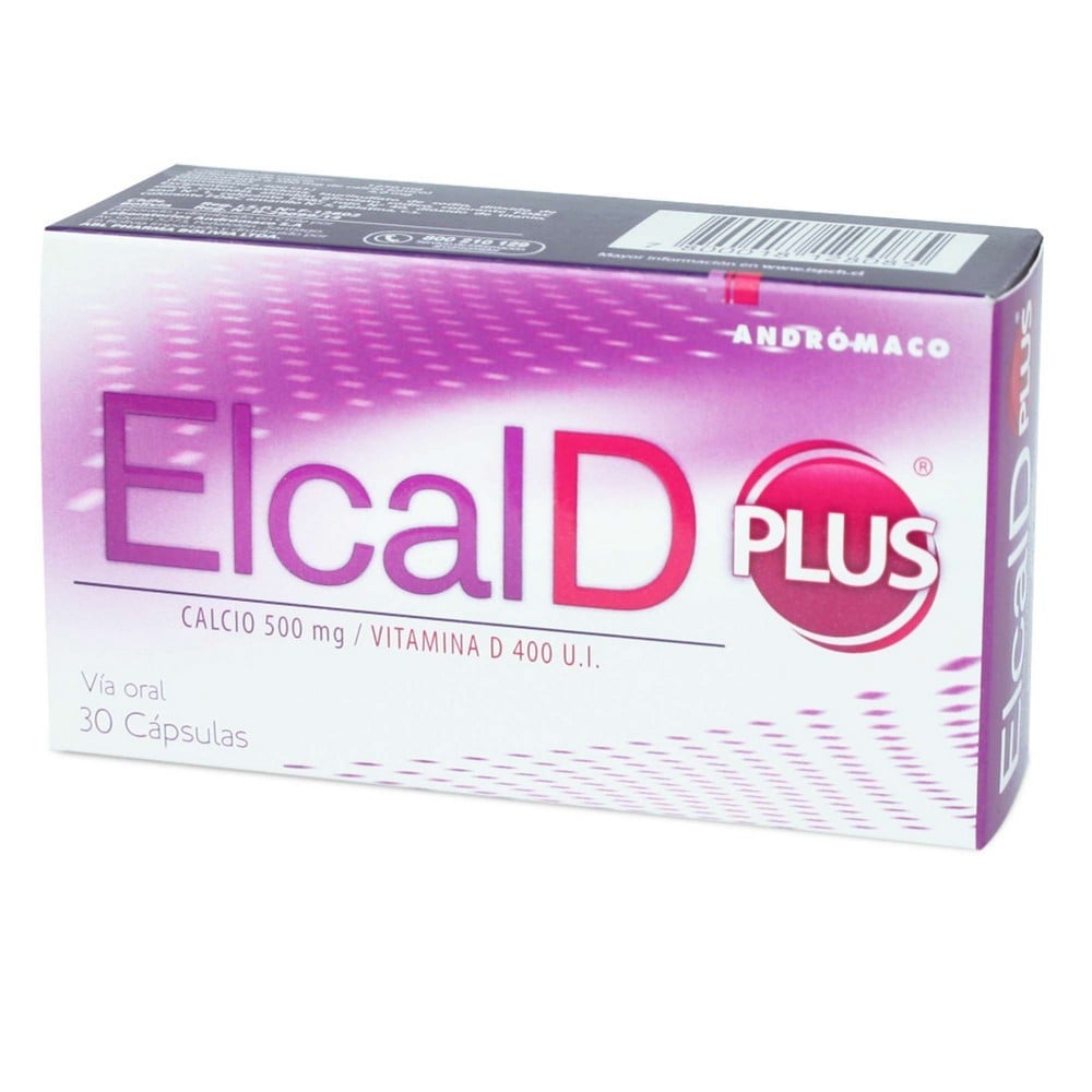 Elcal-D Plus Calcio 500 mg Vitamina D 400 UI 30 Cápsulas | Cruz Verde