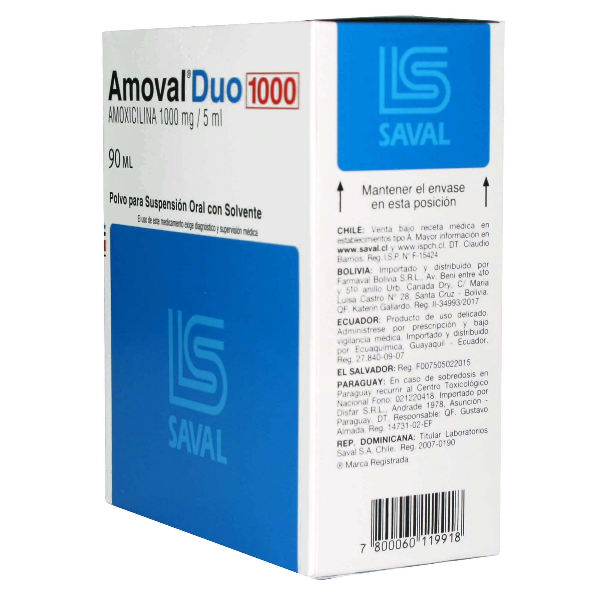Amoval Amoxicilina 1000 mg/5ml Suspensión 90 mL | Cruz Verde