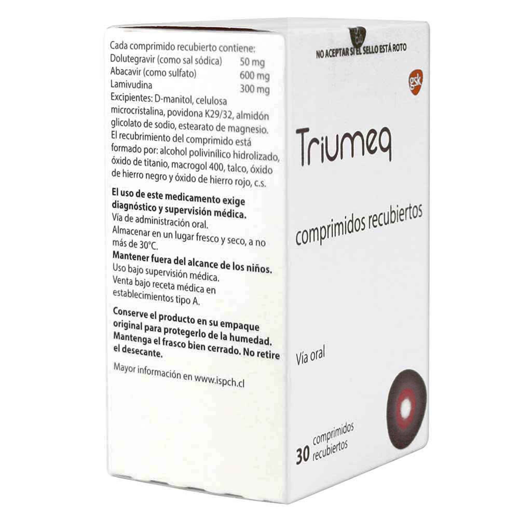Triumeq Abacavir 702 mg 30 Comprimidos Recubierto | Cruz Verde