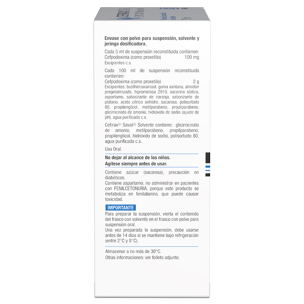 Cefirax Cefpodoxima 100 mg/5ml Suspensión 75 mL | Cruz Verde