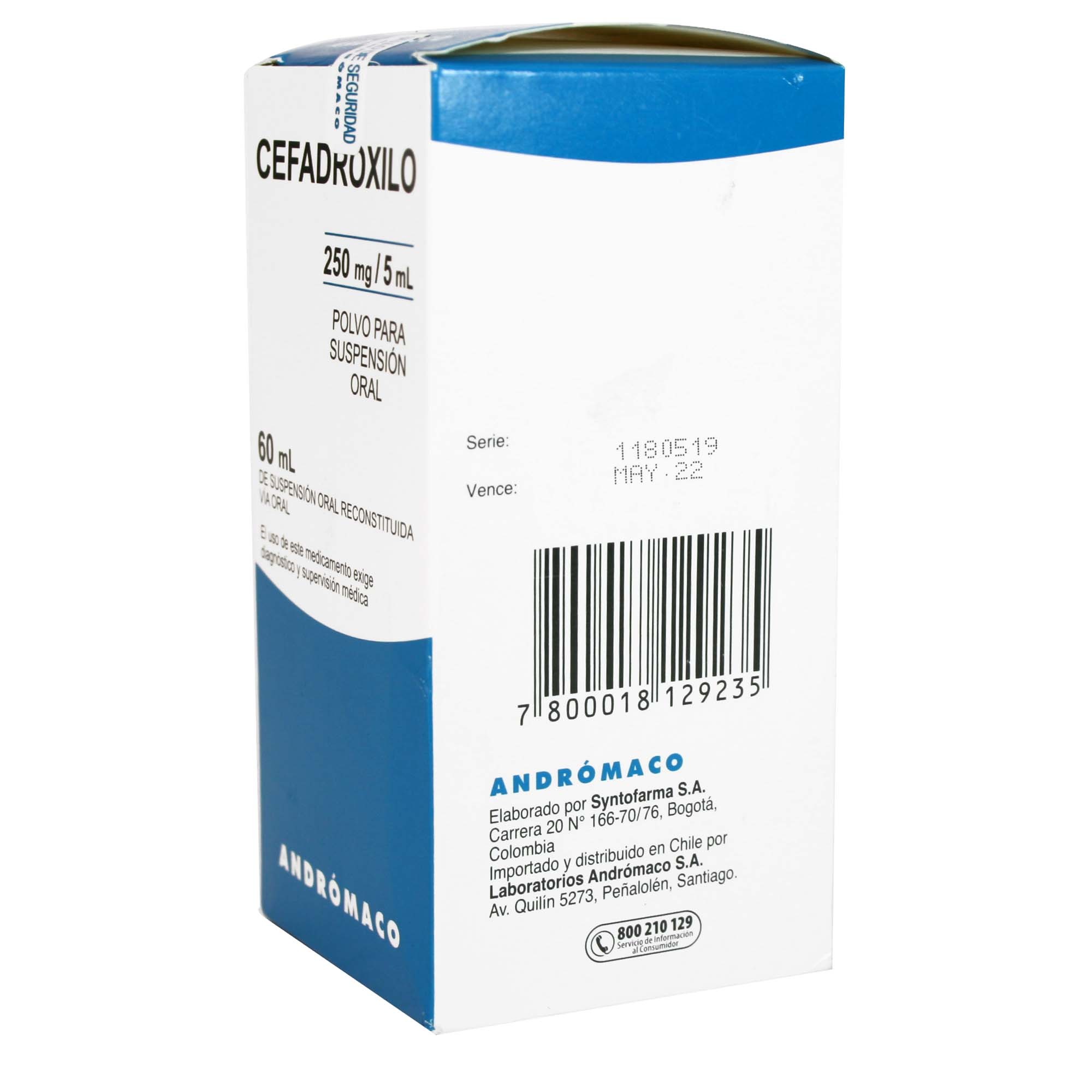 Cefadroxilo 250 mg/5mL Jarabe 60 mL | Cruz Verde