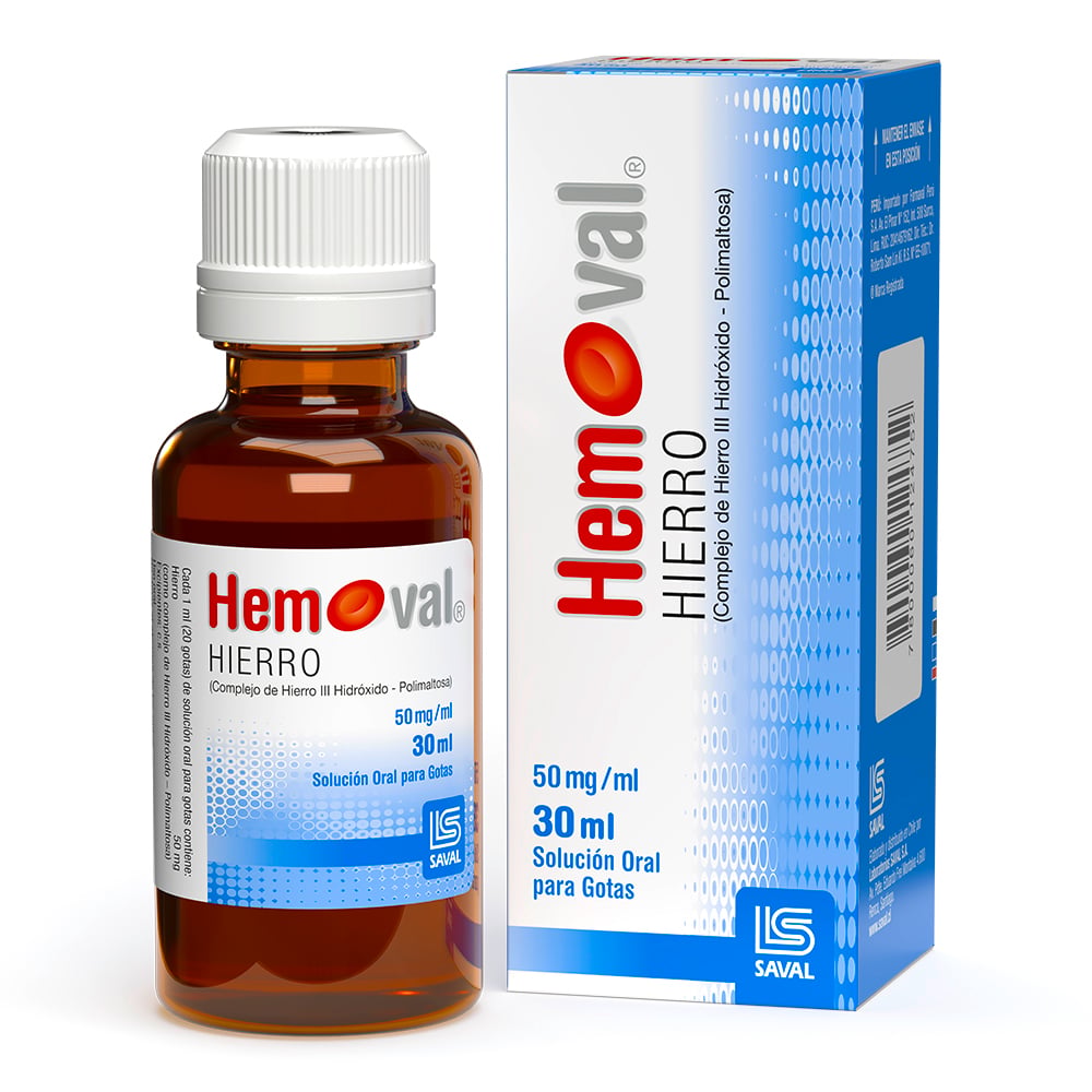 Hemoval Hierro 50 mg / mL Solución Oral para Gotas 30 mL - FarmaCompara
