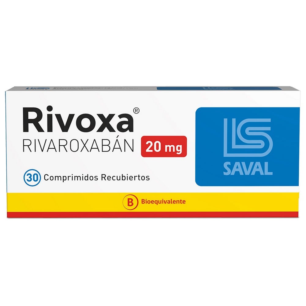 Rivoxa Rivaroxabán 20 mg 30 Comprimidos Recubiertos