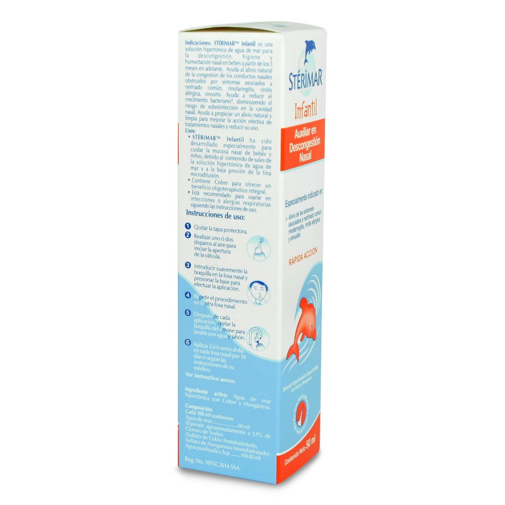 Sterimar Infantil Agua De Mar Hipertonica Spray Nasal 50 mL | Farmacias ...