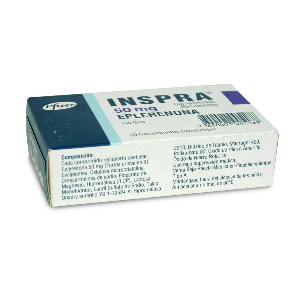 Inspra Eplerenona 50 mg 30 Comprimidos | Cruz Verde