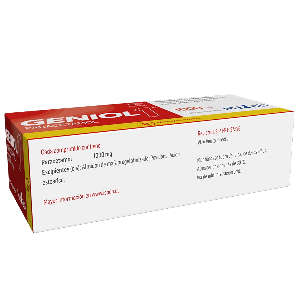 Geniol 1000 mg 20 Compromidos | Cruz Verde