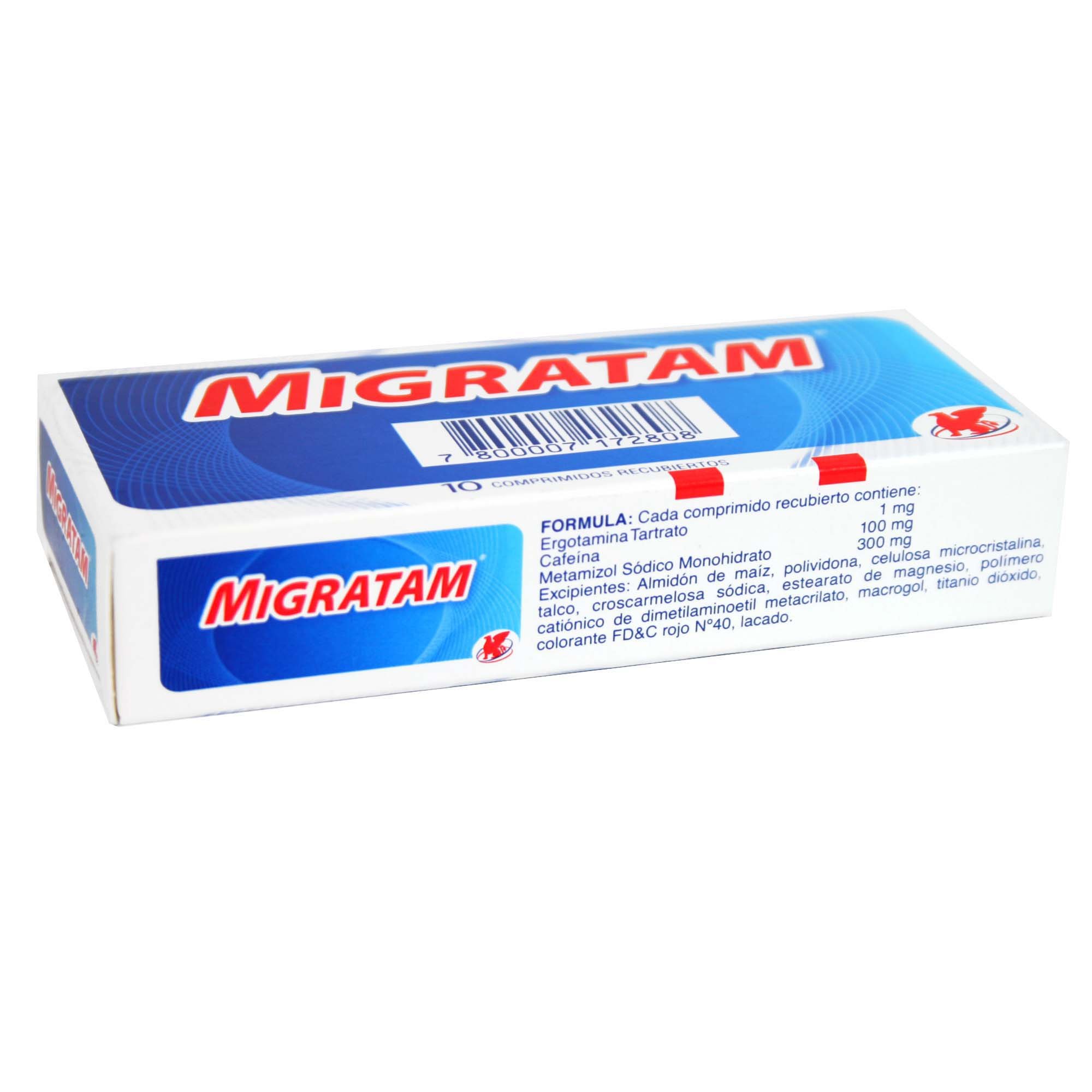 Migratam Ergotamina 300 mg 10 Comprimidos Recubierto | Cruz Verde