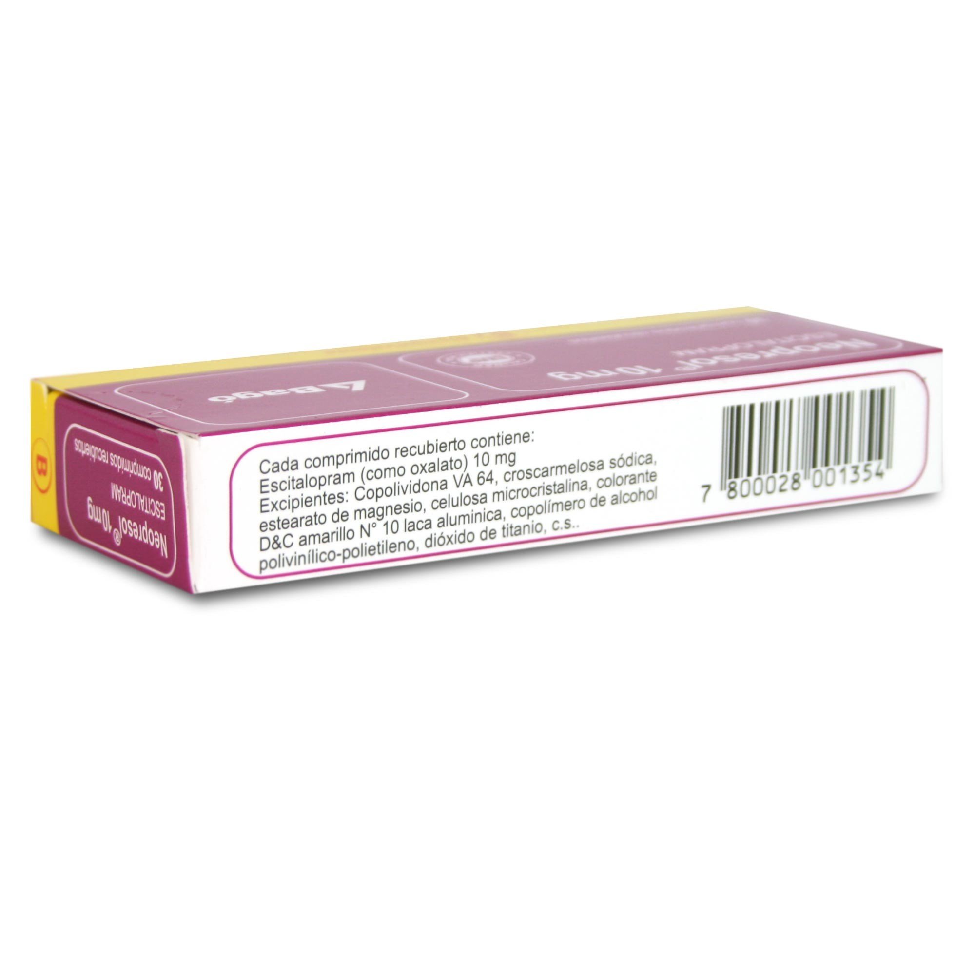 Neopresol Escitalopram 10 mg 30 Comprimidos Recubierto | Cruz Verde