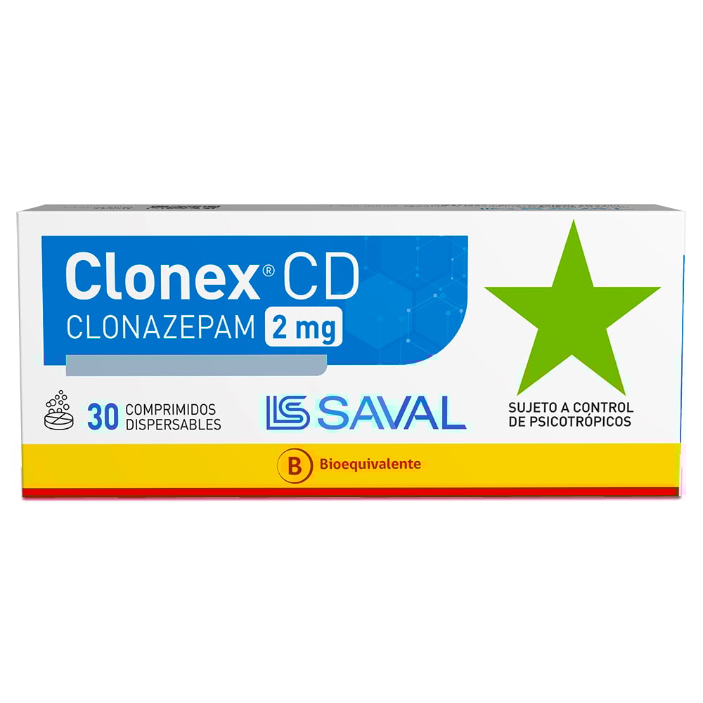Clonex CD Clonazepam 2 mg 30 Comprimidos Dispersables | Cruz Verde