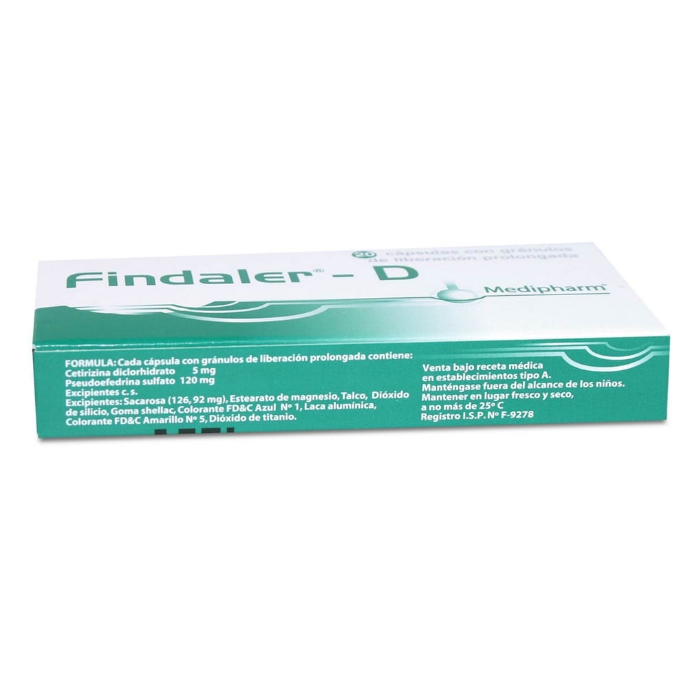 Findaler-D Cetirizina 120 mg 20 Comprimidos | Cruz Verde