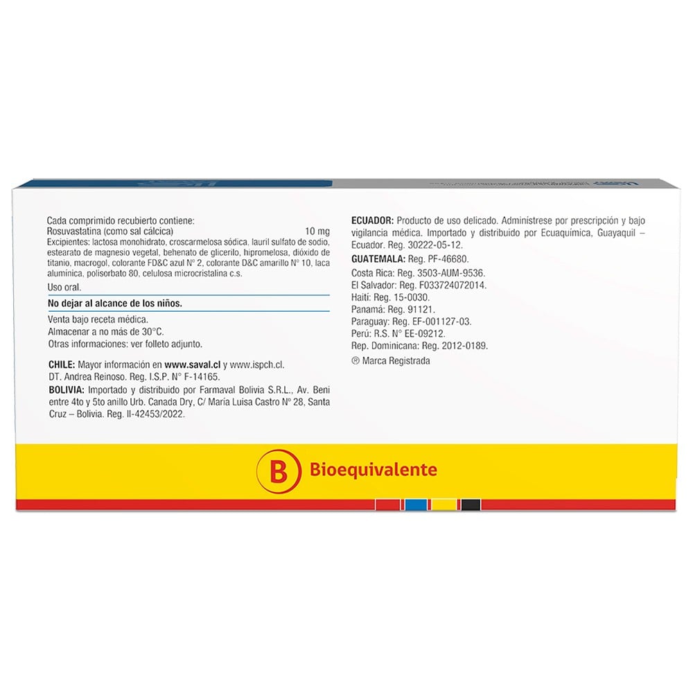 Rux Rosuvastatina 10 mg 30 Comprimidos Recubiertos | Cruz Verde