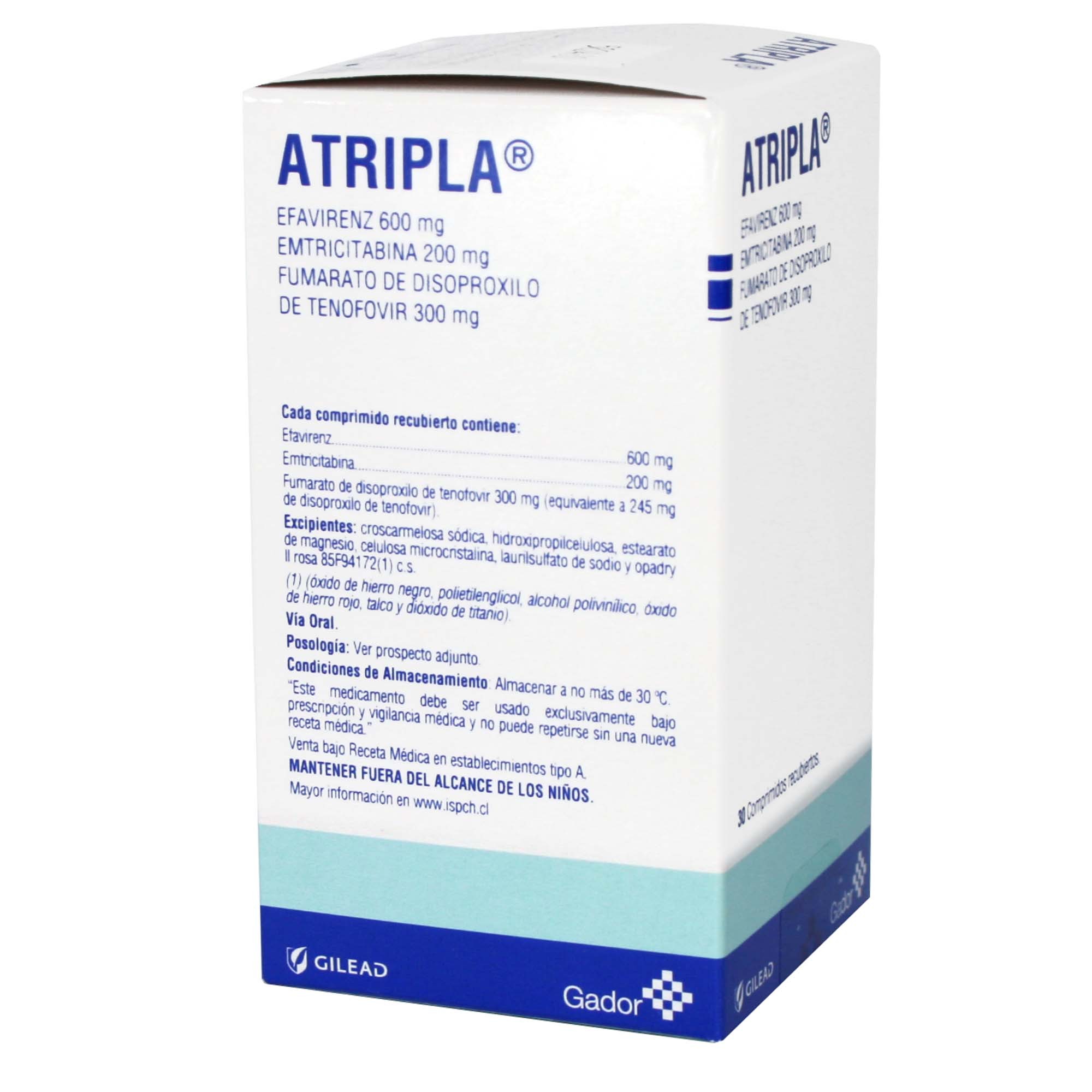Atripla Efavirenz 600 mg 30 Comprimidos Recubierto | Cruz Verde