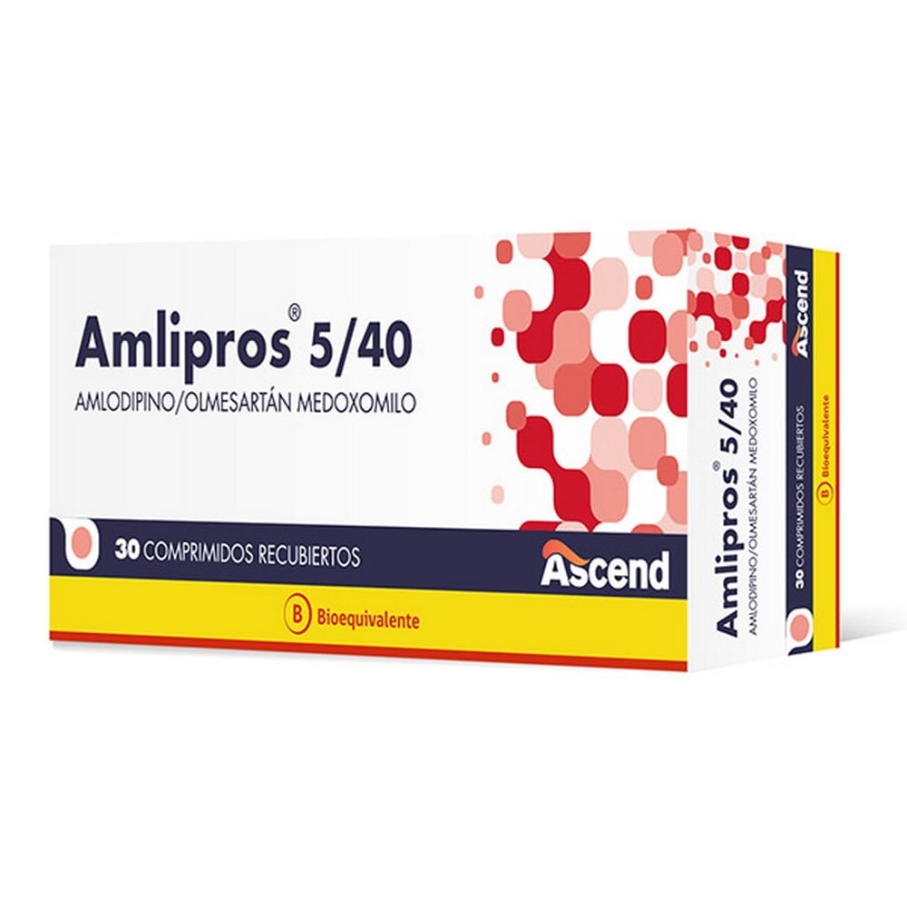 Amlipros Amlodipino 5 mg Olmesartan 40 mg 30 Comprimidos Recubiertos | Cruz Verde