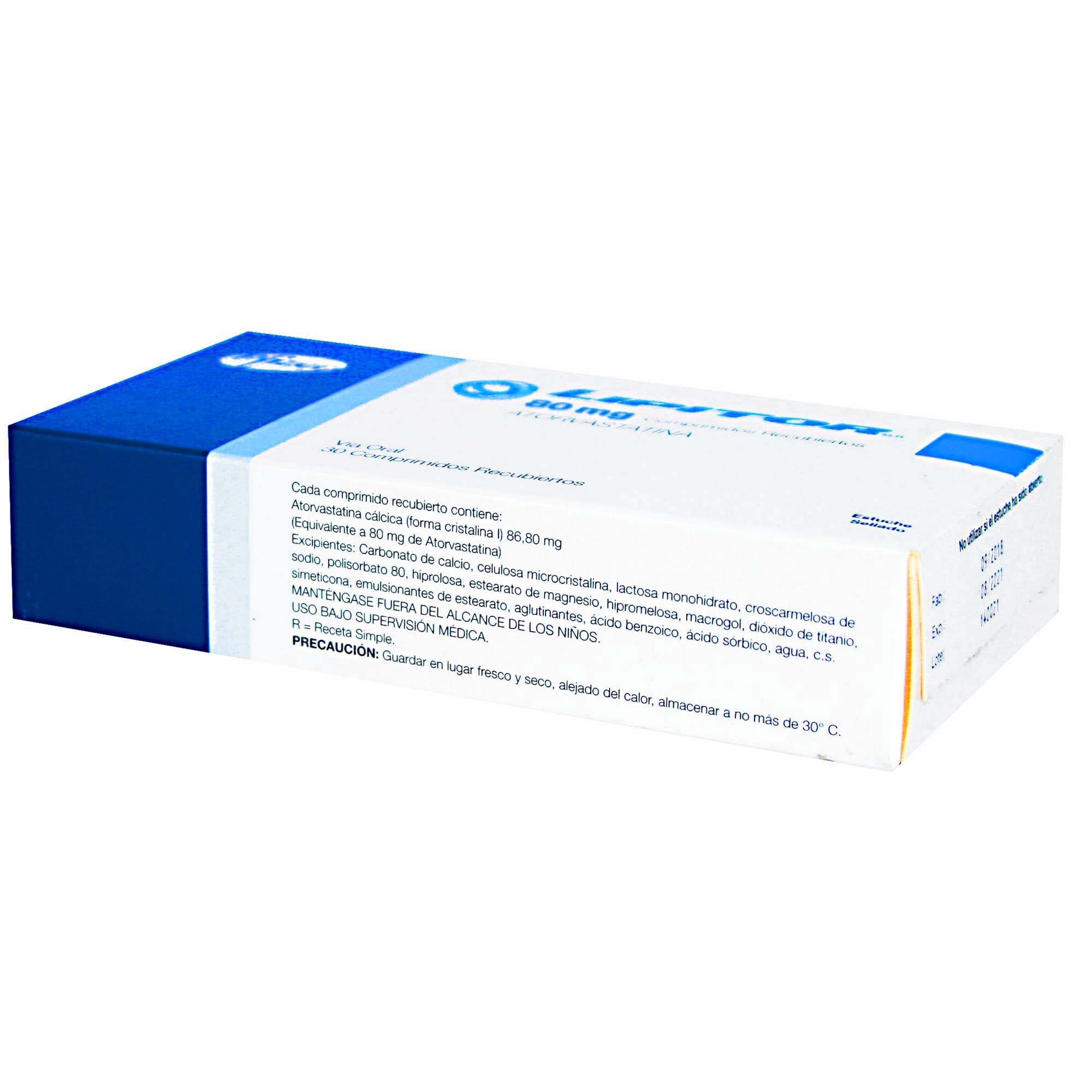 Lipitor Atorvastatina 80 mg 30 Comprimidos Recubiertos | Cruz Verde