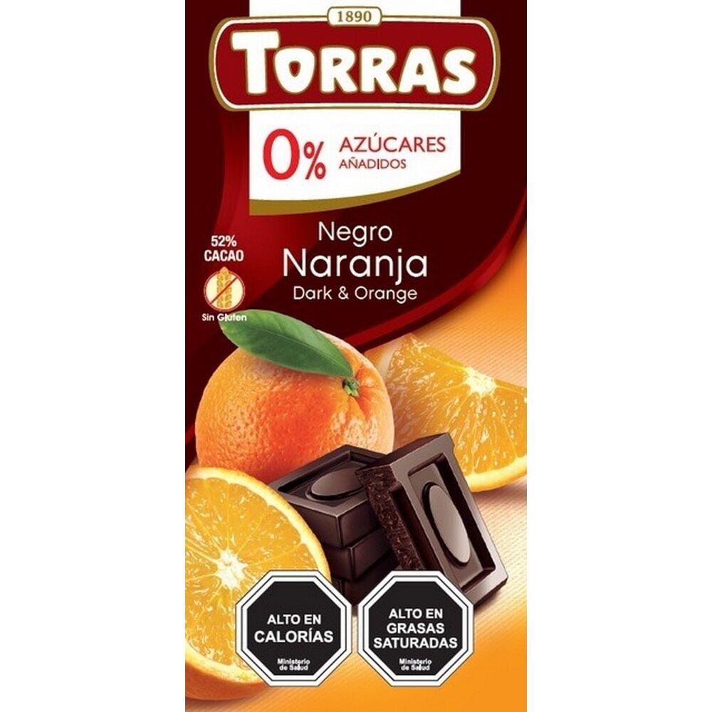 Chocolate Negro con Naranja Sin Azúcar 75 gr|Cruz Verde