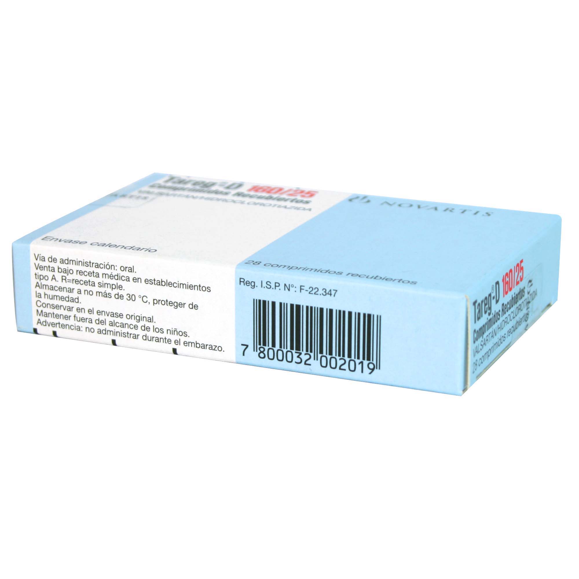 Tareg-D Valsartan 25 mg 28 Comprimidos Recubierto | Cruz Verde