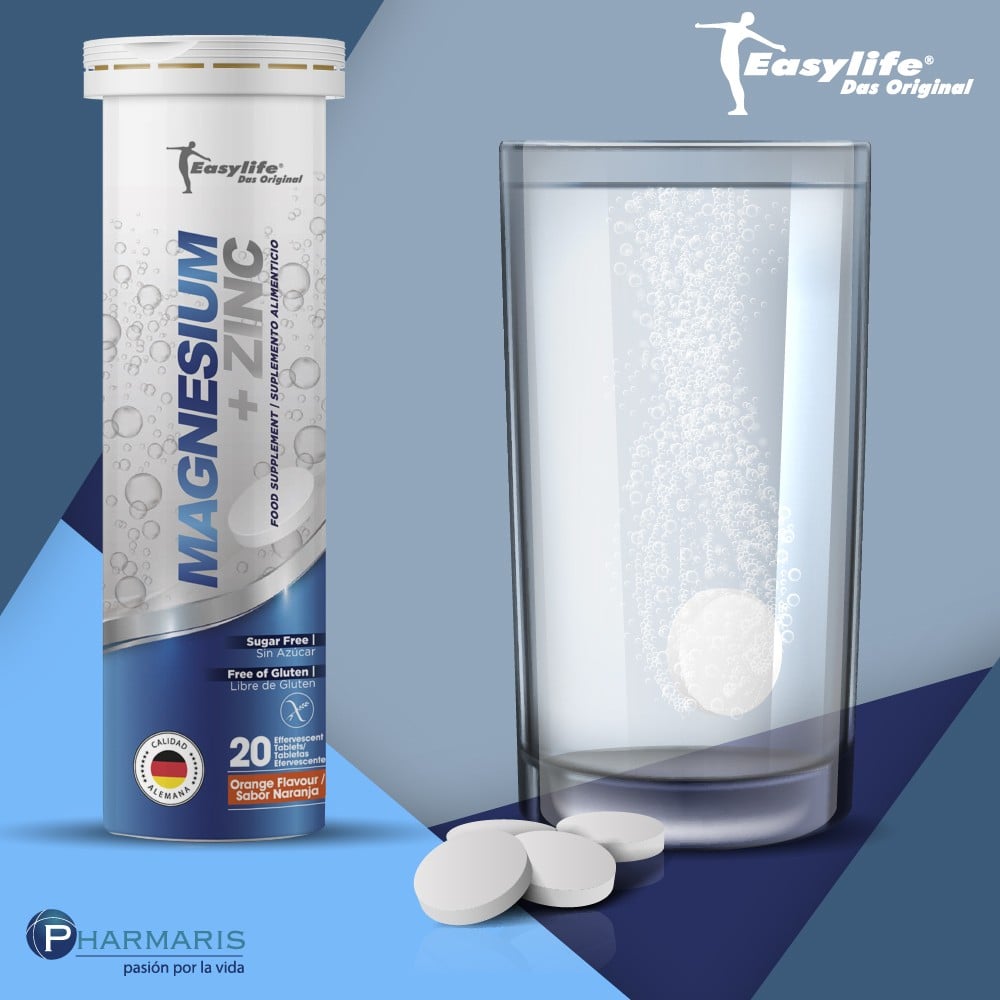 Magnesio+Zinc 20 Tabletas Efervecentes Sabor Naranja | Cruz Verde