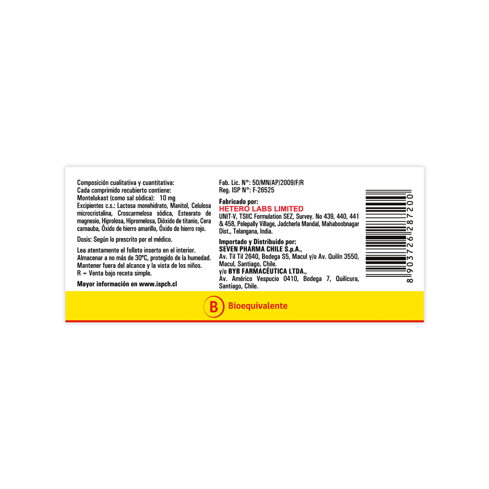 Montelukast 10 mg 30 Comprimidos Recubiertos | Cruz Verde