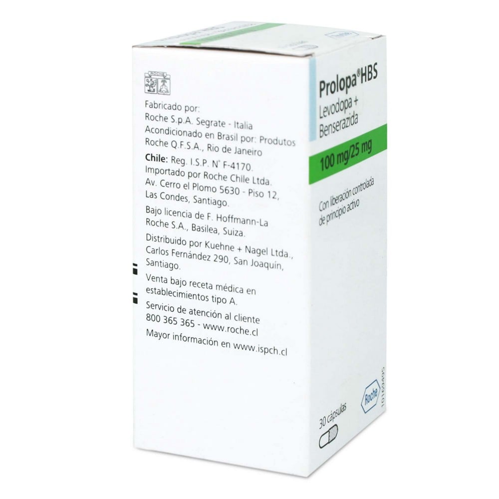 Prolopa HBS Levodopa 100 mg 30 Cápsulas | Cruz Verde