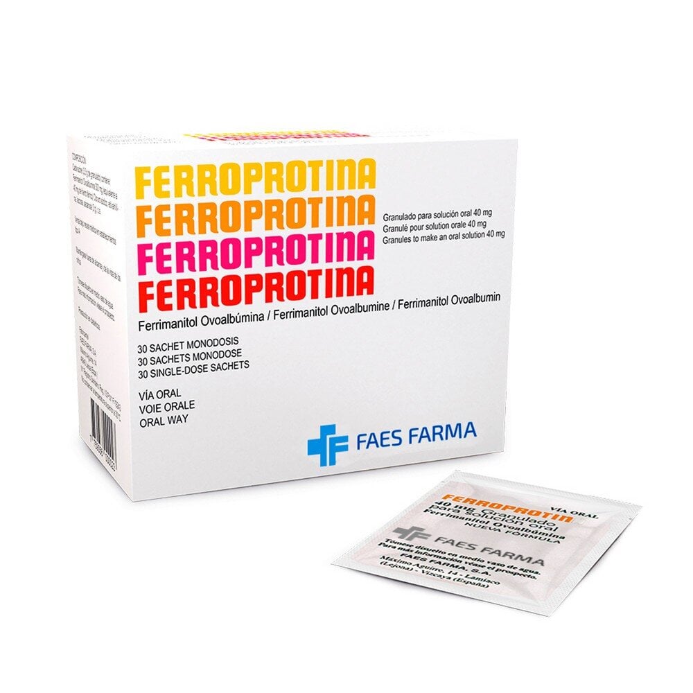 Ferroprotina Ferrimanitol Ovoalbumina 40 mg 30 Sobres | Cruz Verde