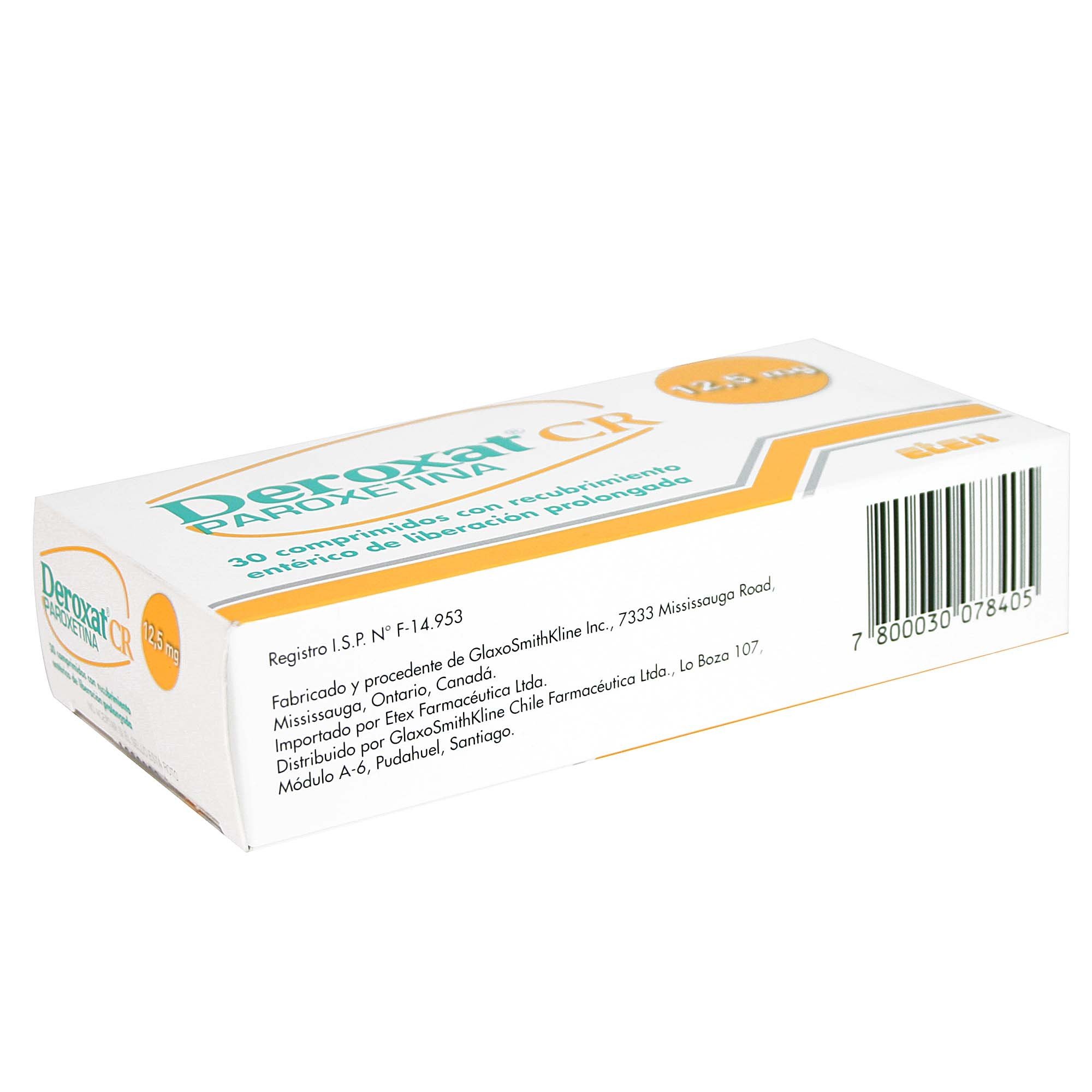 Deroxat CR Paroxetina 12,5 mg 30 Comprimidos Liberacion Prolongada ...