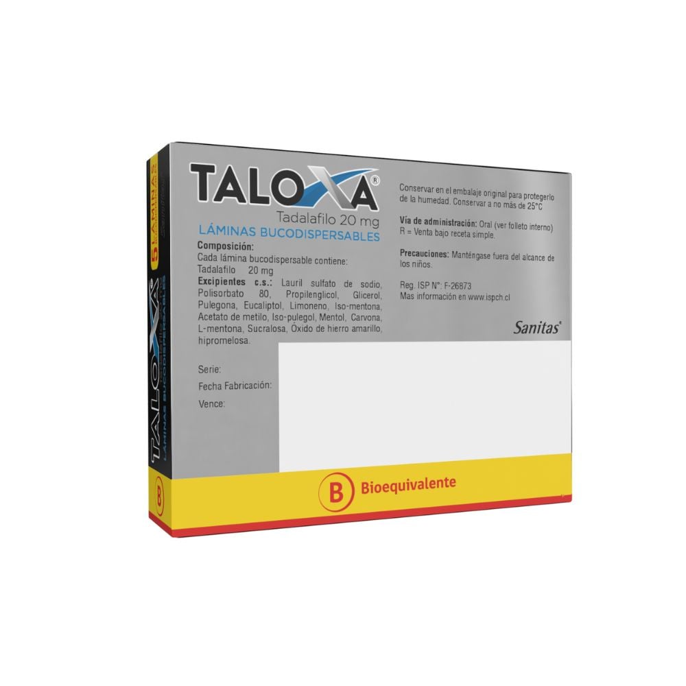 Taloxa Tadalafilo 20 mg 5 Láminas Bucodispersables | Cruz Verde