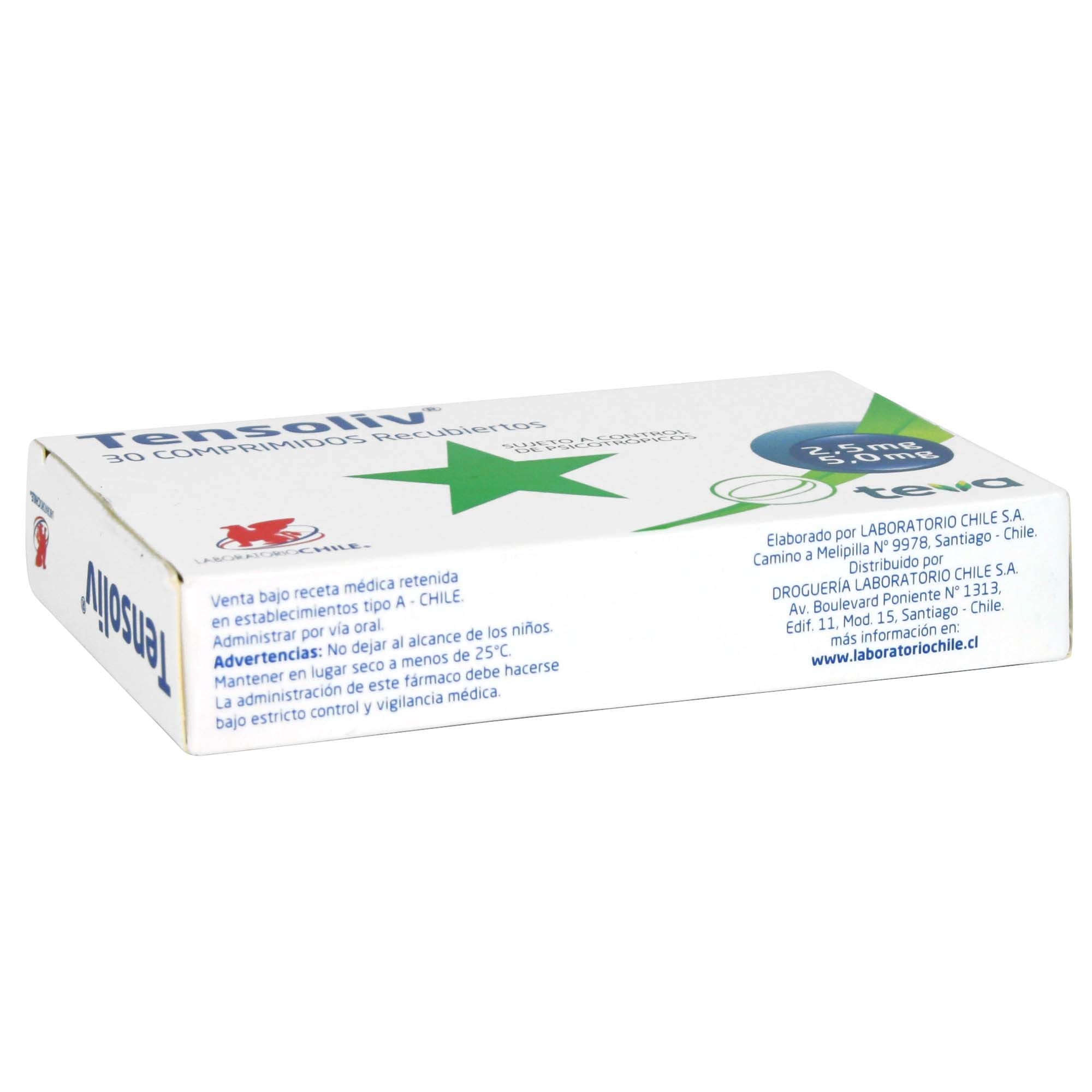 Tensoliv Clordiazepoxido 5 mg 30 Comprimidos | Cruz Verde