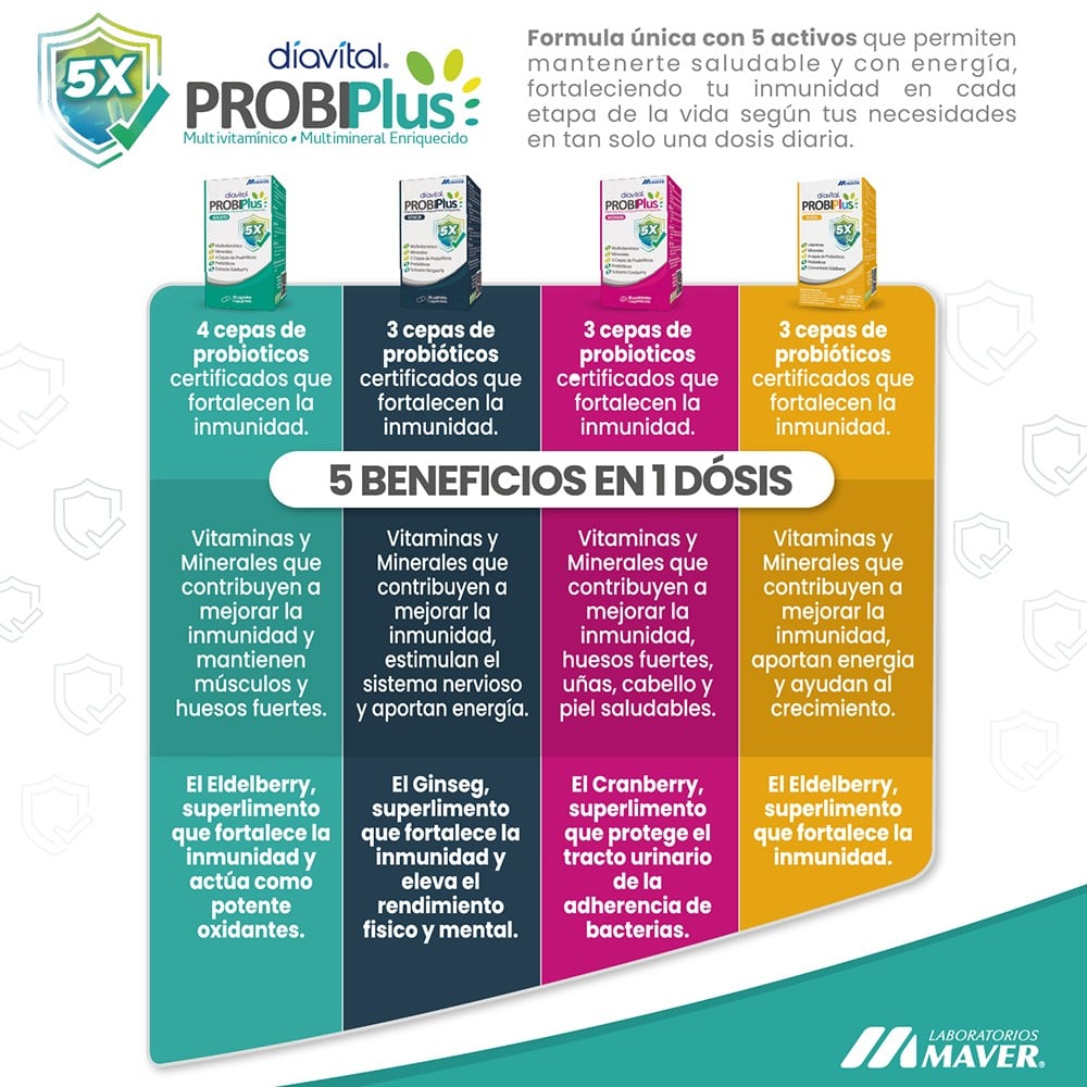 Probiplus Woman con Probióticos, Prebióticos, Vitaminas, Minerales y ...