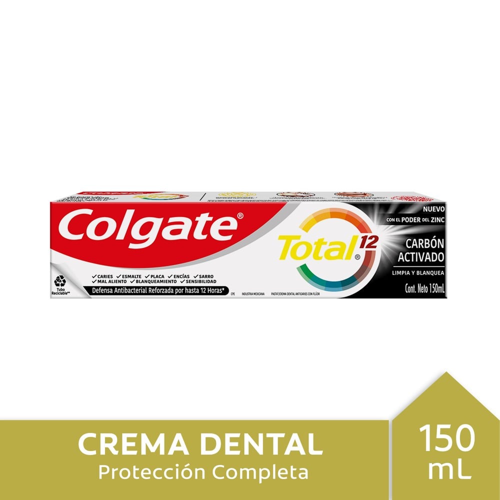 Pasta Dental Total 12 Charcoal 150ml | Cruz Verde