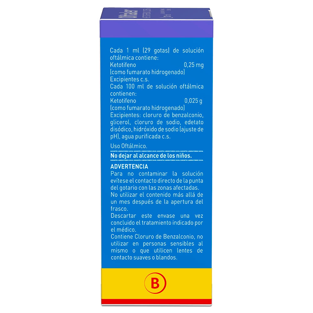 Oftaler Ketotifeno 0,25 mg Solución Oftálmica 10 mL | Cruz Verde