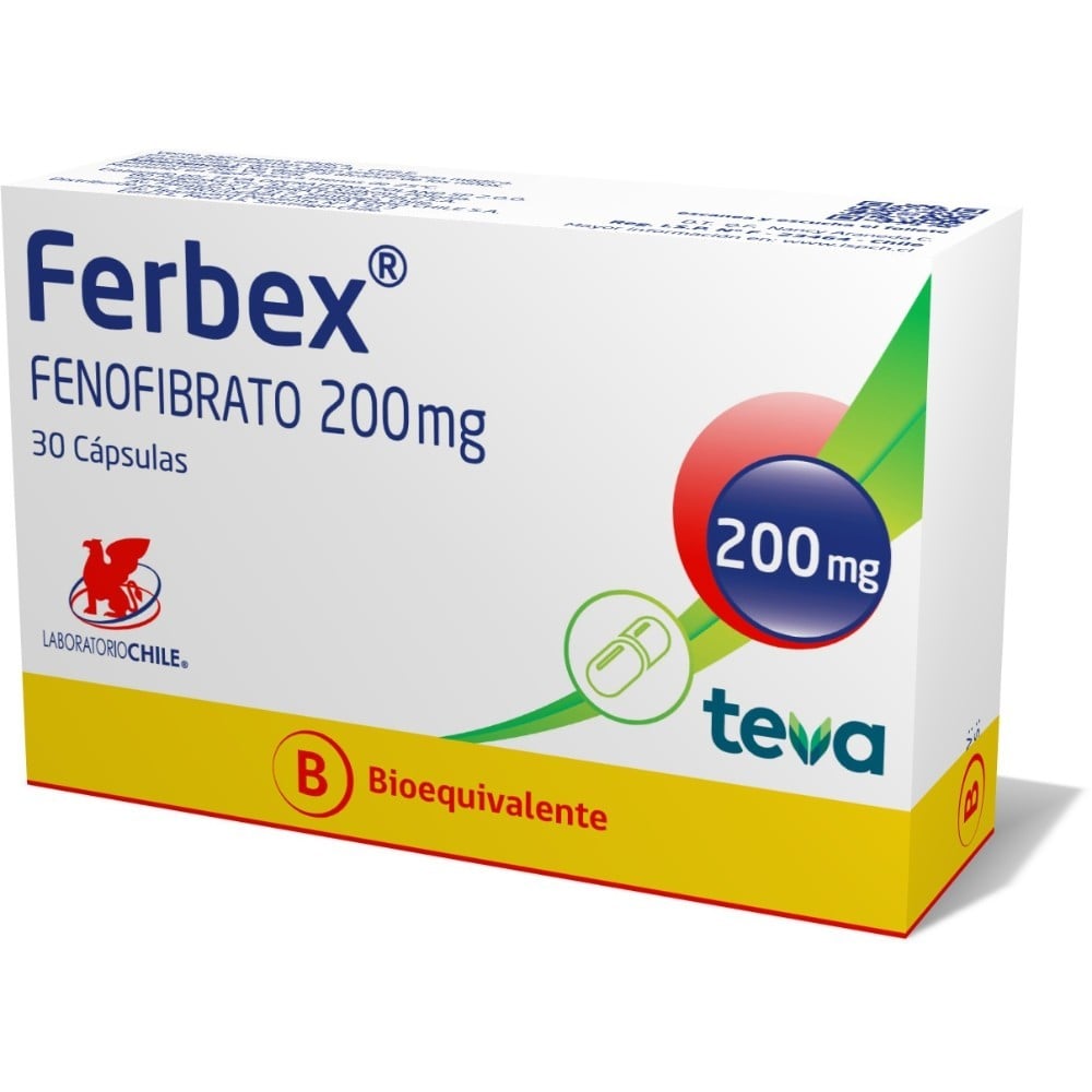 Ferbex Fenofibrato 200 mg 30 Cápsulas - FarmaCompara