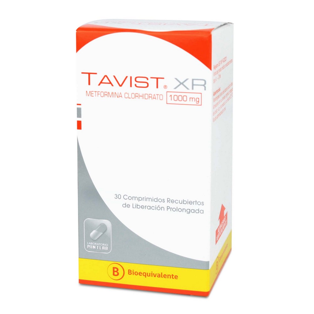 Tavist XR Metformina 1000 mg 30 Comprimidos | Cruz Verde