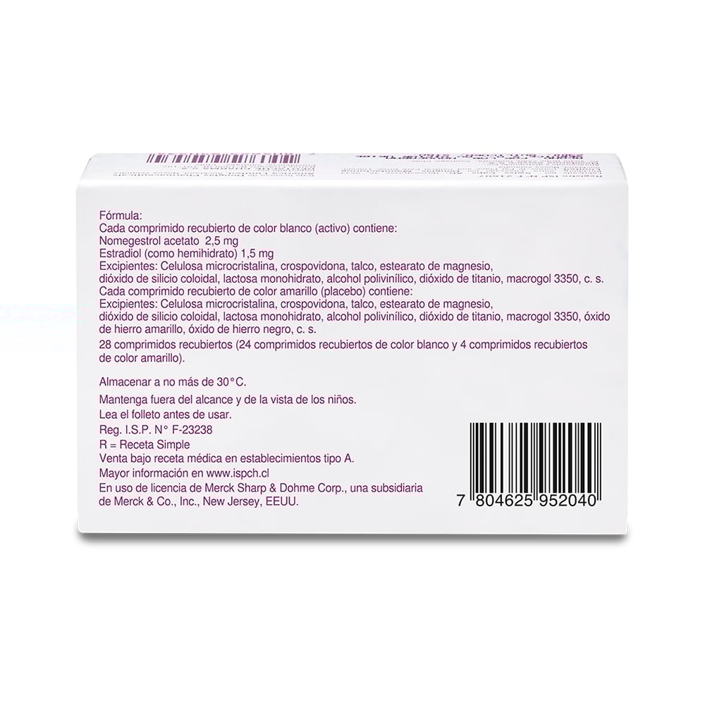 Zoely Nomegestrol Acetato 2,5 mg 28 Comprimidos Recubiertos | Cruz Verde