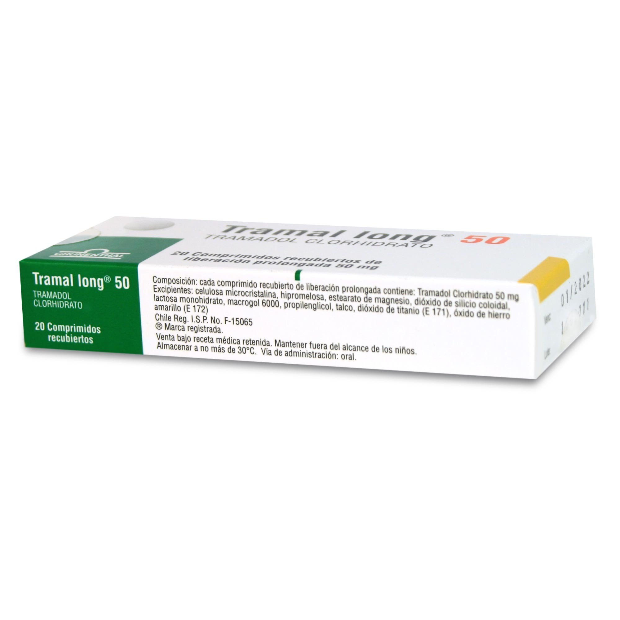 Tramal Long Tramadol Clorhidrato 50 mg 20 Comprimidos | Cruz Verde