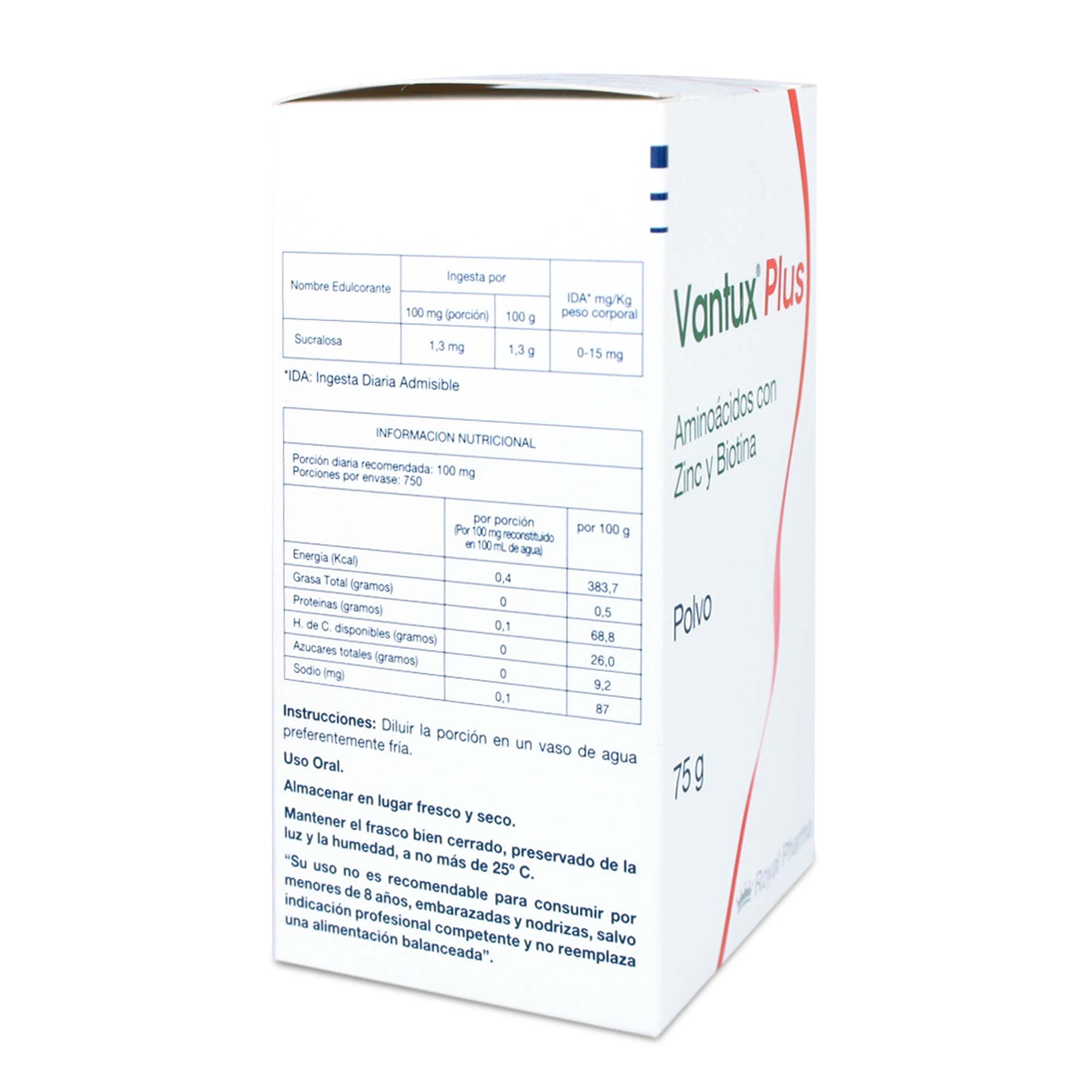 Vantux Plus Aminoacidos con Zinc y Biotina L-Cistina 0,15 Polvo 75 gr ...