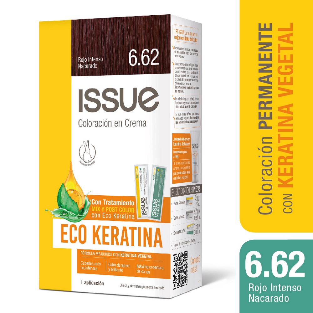 Eco Keratina Kit De Coloración En Crema Tono 6.62 Rojo Intenso Nacarado ...