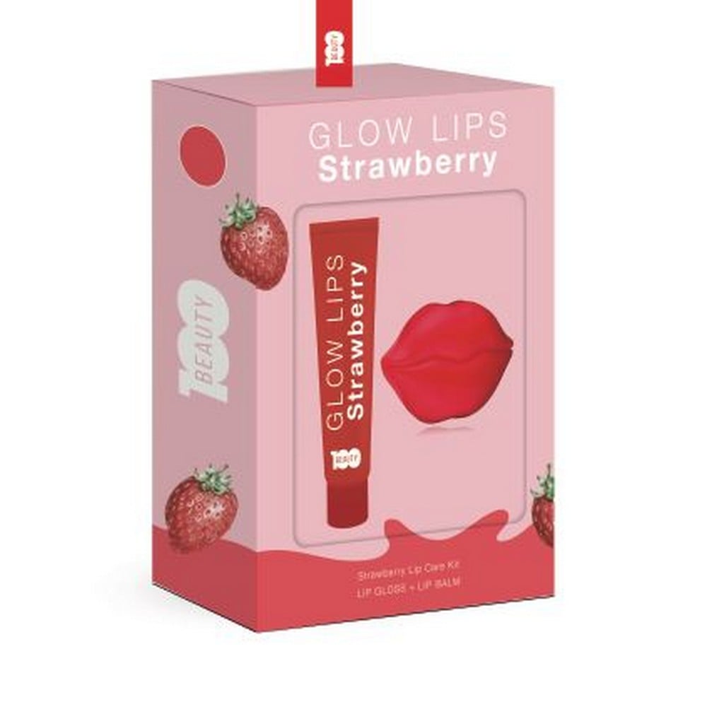 Beauty 100 Strawberry Lip Care Kit Lip Gloss+Lip Balm | Cruz Verde