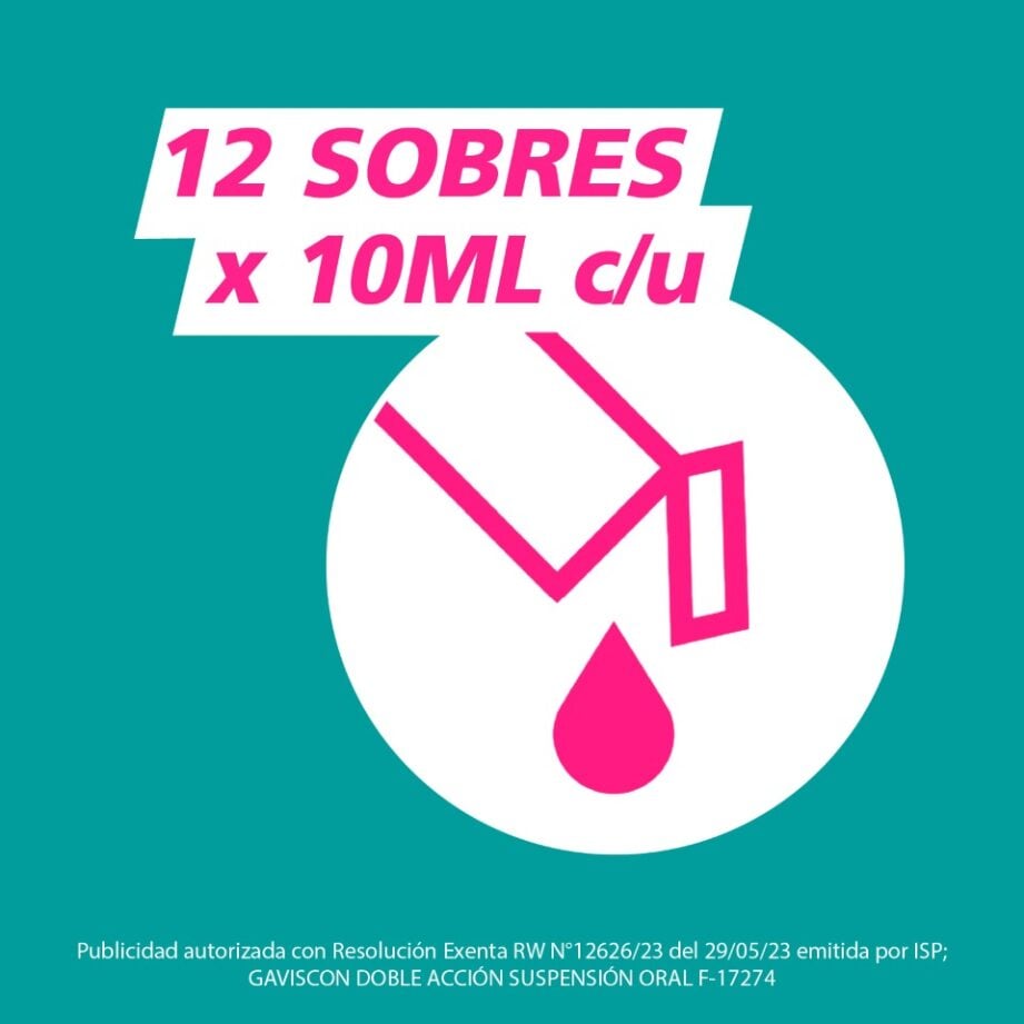 Gaviscon Antiácido Reflujo Sachet Doble Acción 12 Sachets | Cruz Verde